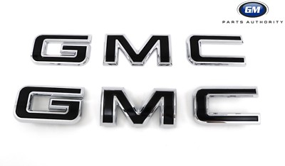 2019-2024 GMC Sierra Front & Rear Black Emblem Kit 84364354 WITH ...