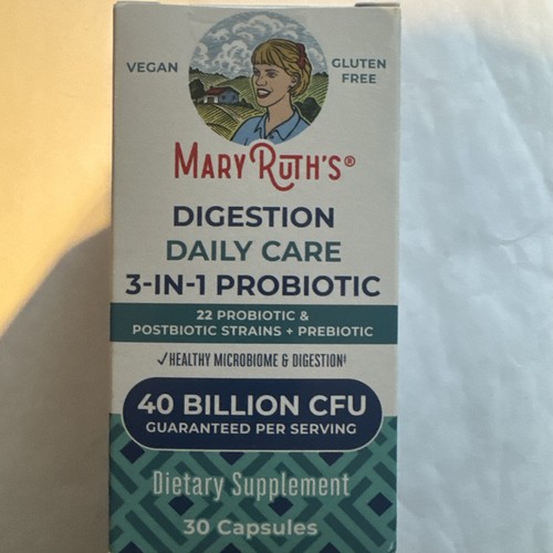 Mary Ruth's 3-in-1 Digestive Health Probiotic 30 Capsule 50 Billion CFU ...
