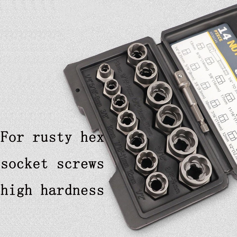 14PCS Nut Bolt Extraction Socket Set Impact Bolt Nut Remover Kits Bolt Extractor | eBay