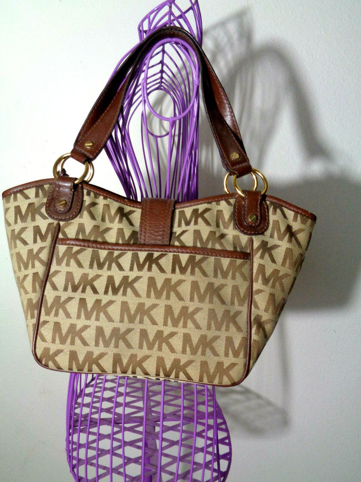 MICHAEL KORS Charleton Signature Jacquard Medium Tote w Top Strap ...
