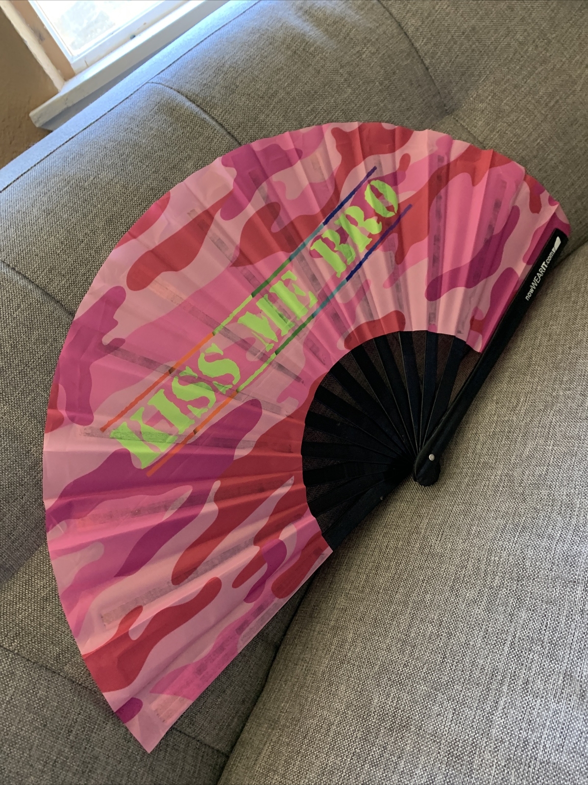 Inclusive Lgbt Clack Pride Fan “kiss Me Bro” Gay Rave Gem