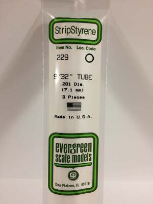 Evergreen Scale Models Styrene Tube .281in .71cm Diameter pkg(3) 229 | eBay