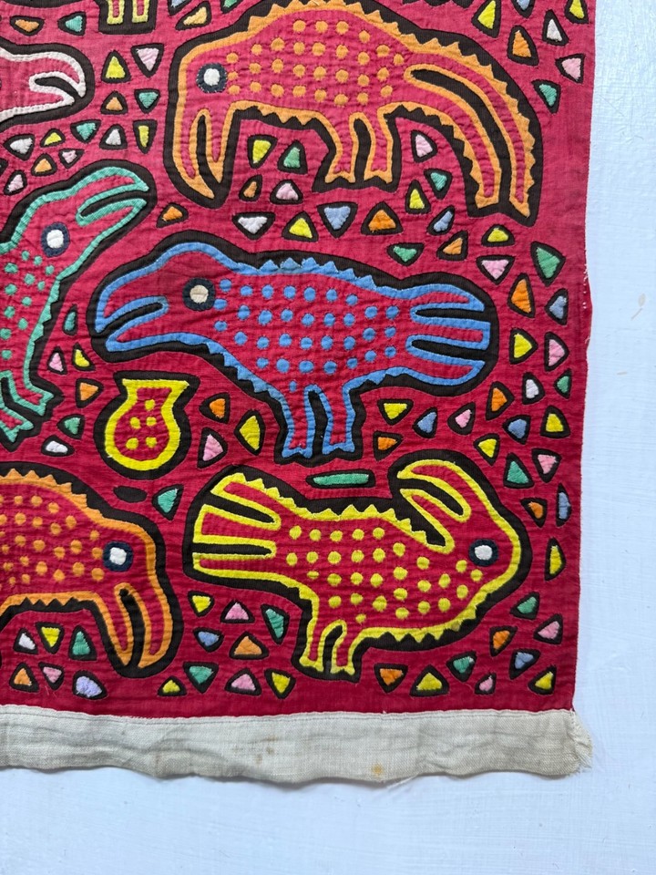 Antique Rare Collectible Hand Sewn Kuna Mola Panama Applique Folk Art ...