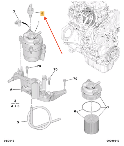 PEUGEOT 3008 Water Sensor In Gasoil Filter 9676805580 NEW GENUINE | eBay