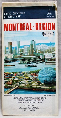 MONTREAL QUEBEC CANADA REGION CITY STREET HIGHWAY ROAD MAP EARLY 1970s ...