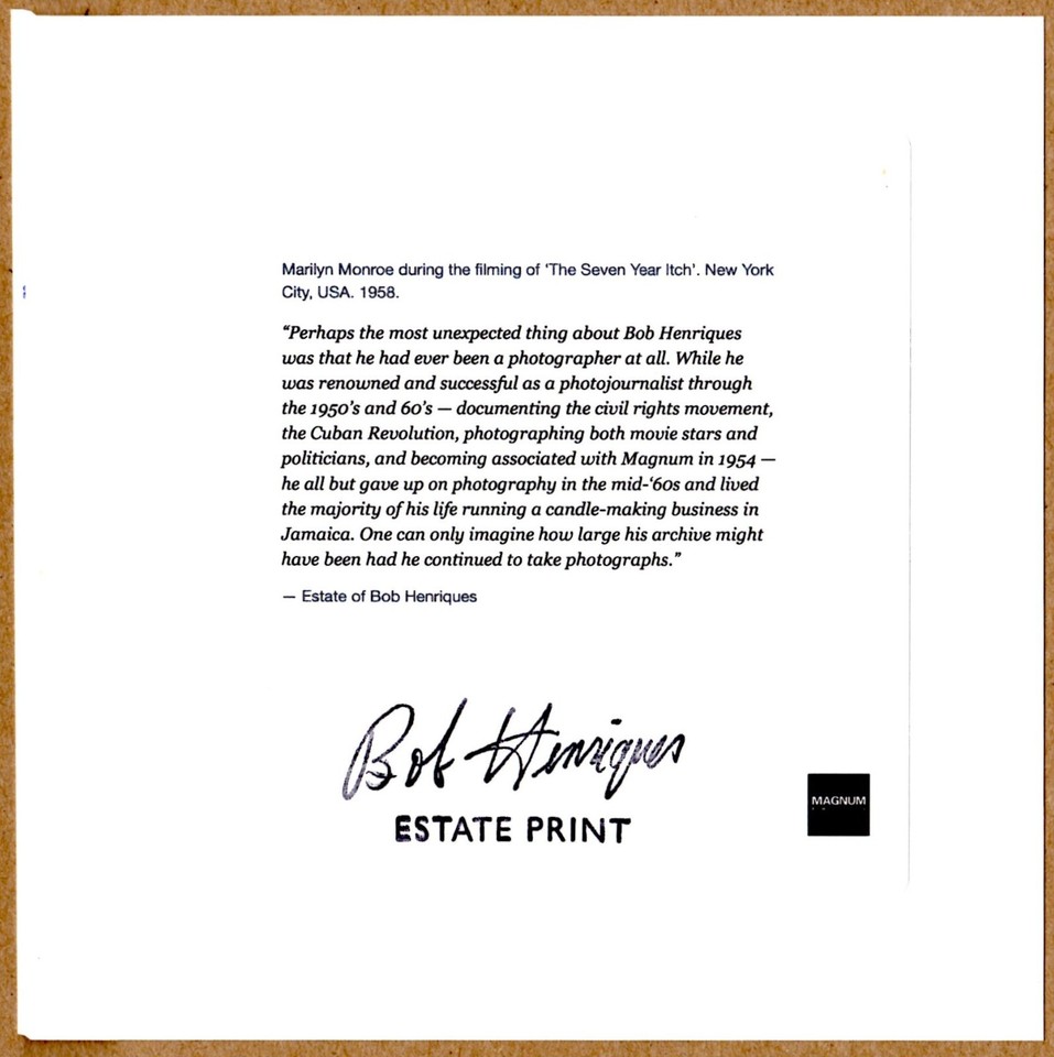 ESTATE STAMPED BOB HENRIQUES MARILYN MONROE SEVEN-YEAR ITCH 6 x 6 ...