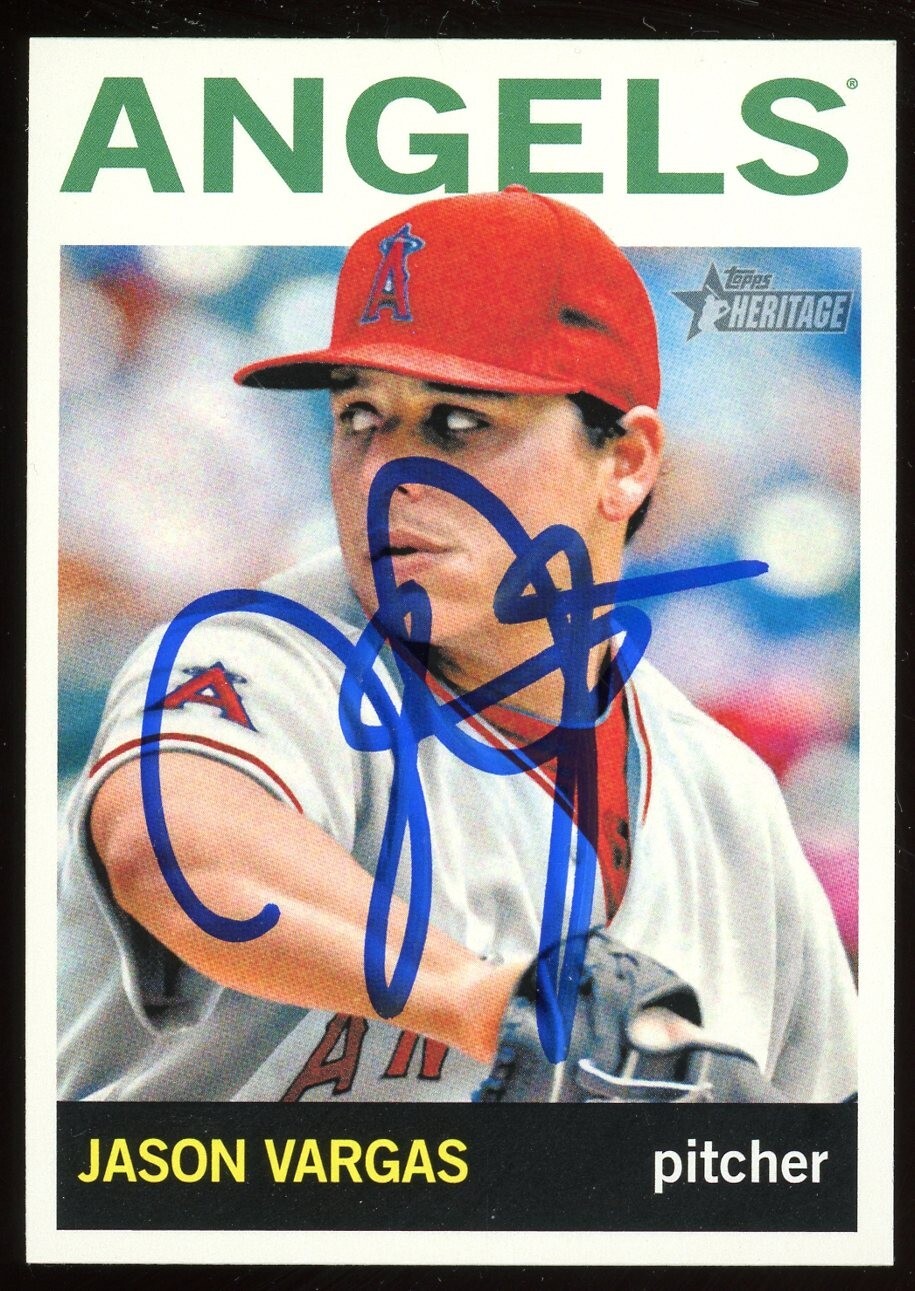 2013 Topps Heritage JASON VARGAS Signed Card autograph AUTO ANGELS ...
