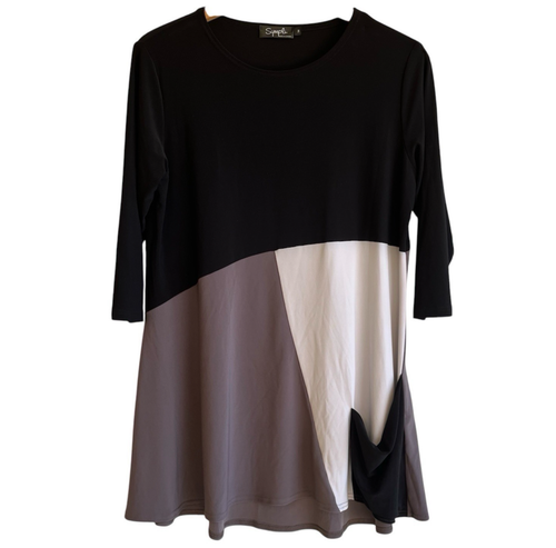 Sympli Womens Colorblock Tunic Top Size 14 Lagenlook Artsy Slinky Knit ...