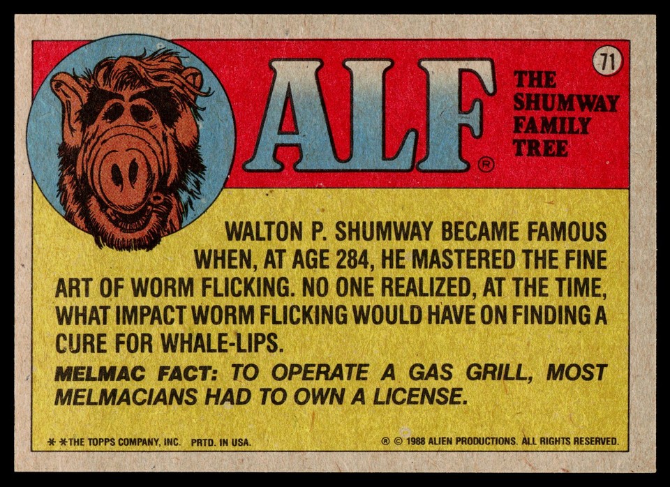 1988 Topps ALF 2nd Series #71 What bowling ball... - ExMt | eBay