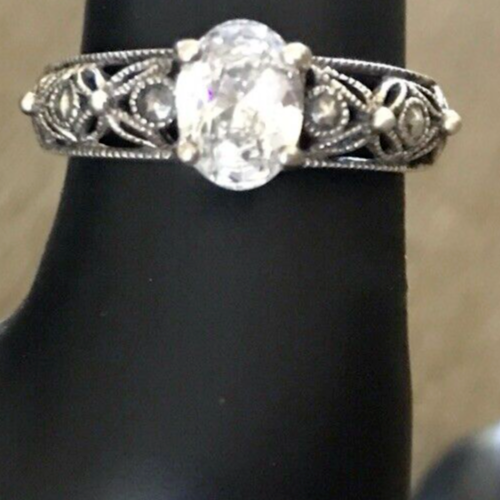 VTG 925 signed RJ Graziano Sterling Silver CZ Filigree Ring SZ 8 | eBay