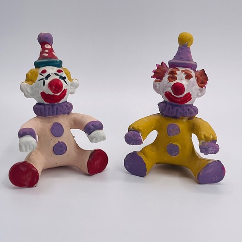VTG CLOWN FIGURINES Set of 2 Drink Rim Flower Pot Vase Decor Circus ...