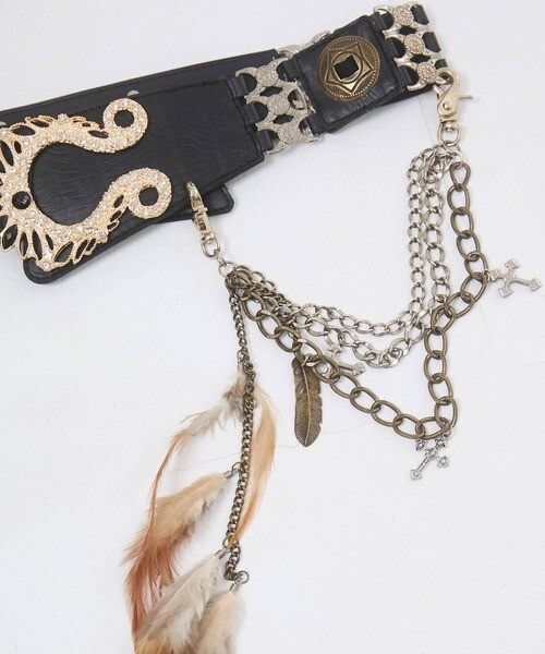 DIA d.i.a. Revival Belt Crown Buckle Feather Belt Black Gal Japan NEW ...