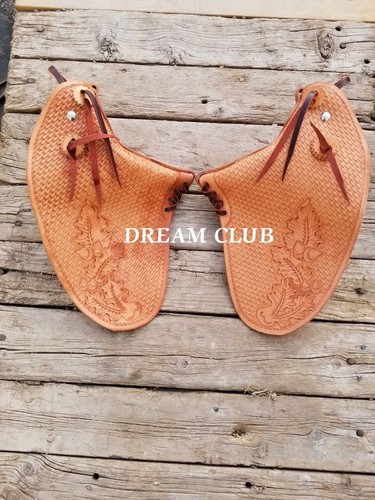 Western Tapaderos Stirrups - Hand Sewn Tooled Leather - Floral Desig ...