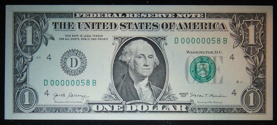 2017 $1 LOW 2 DIGIT SN, 3 bills, consecutive numbers 57, 58, 59 GCU | eBay