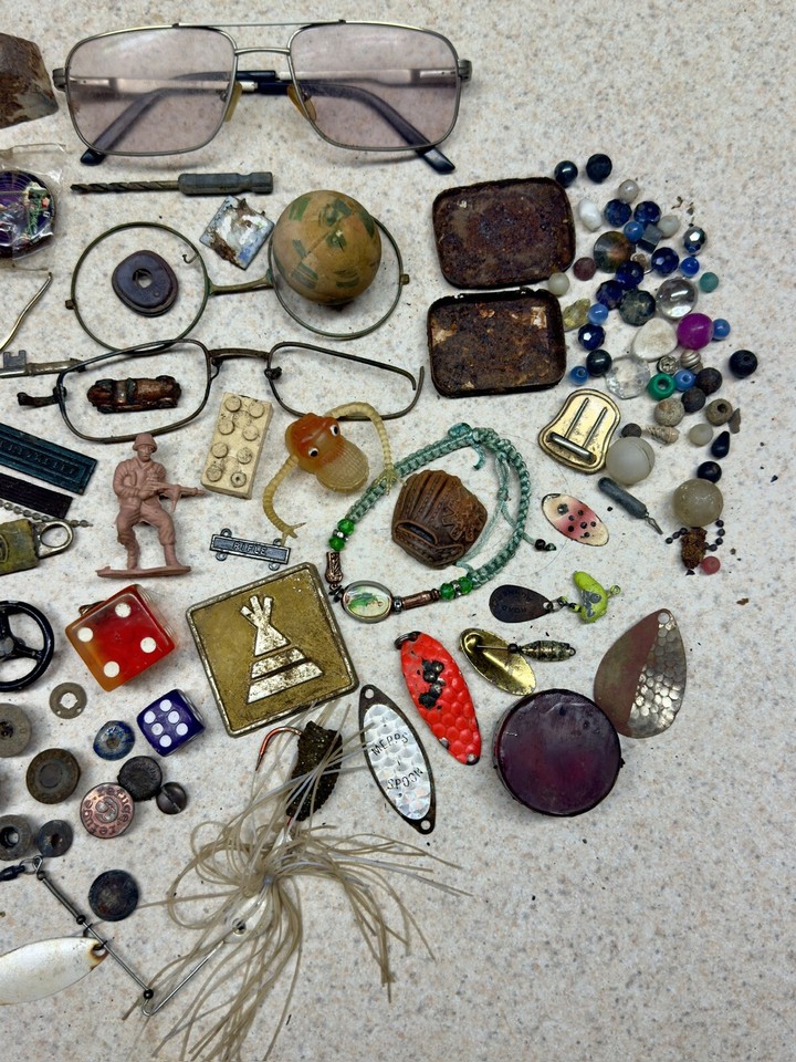 Metal Detecting Finds Craft Art Pieces Objects Collages Buttons Beads ...