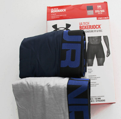 UA TECH Boxer Jock BOXER BRIEFS 6" Inseam NAVY & GRAY 2-Pc Men size 5XL ...