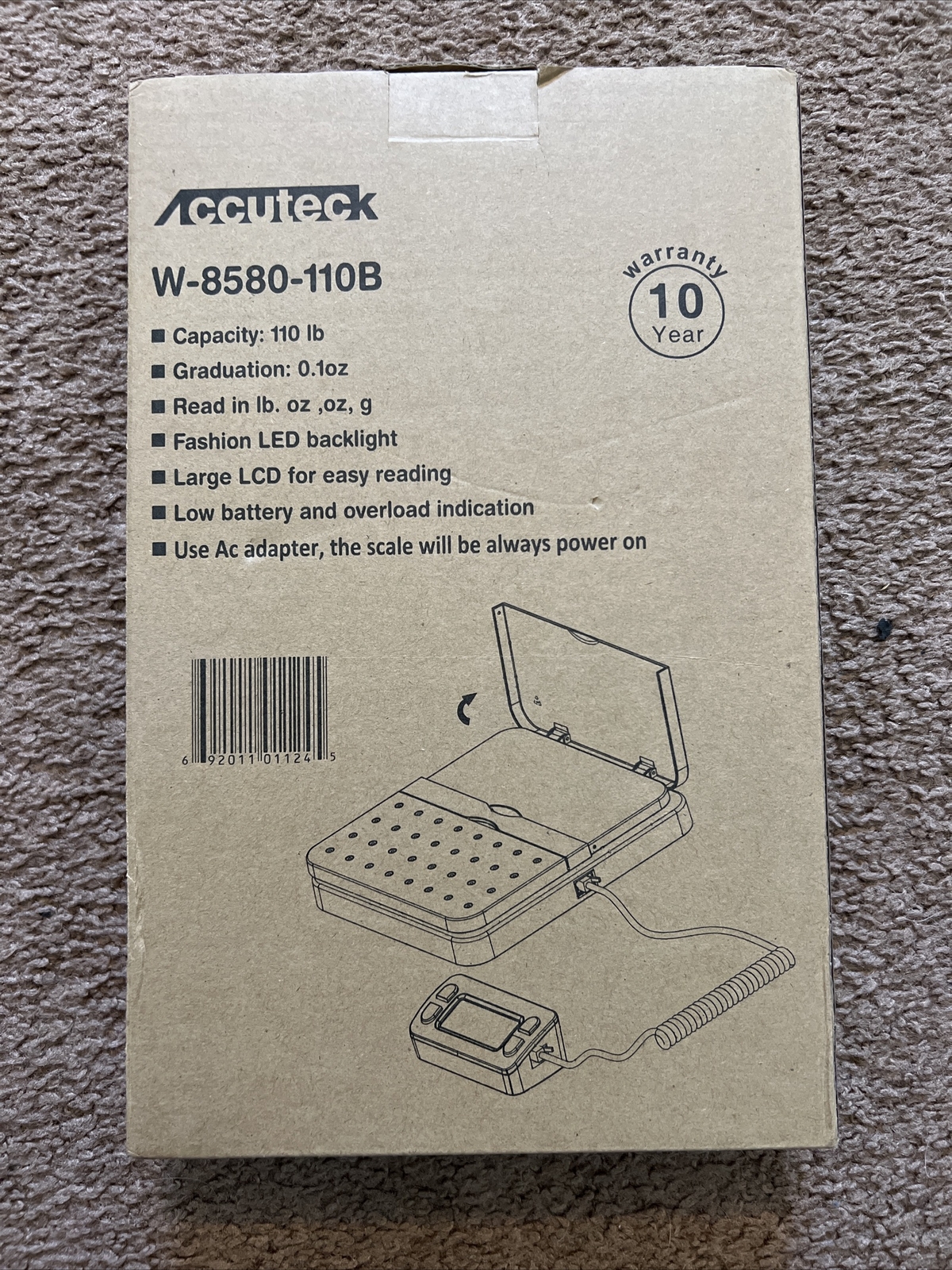 Accuteck ShipPro W-8580 110lbs x 0.1oz Gold Digital Postal Scale ...