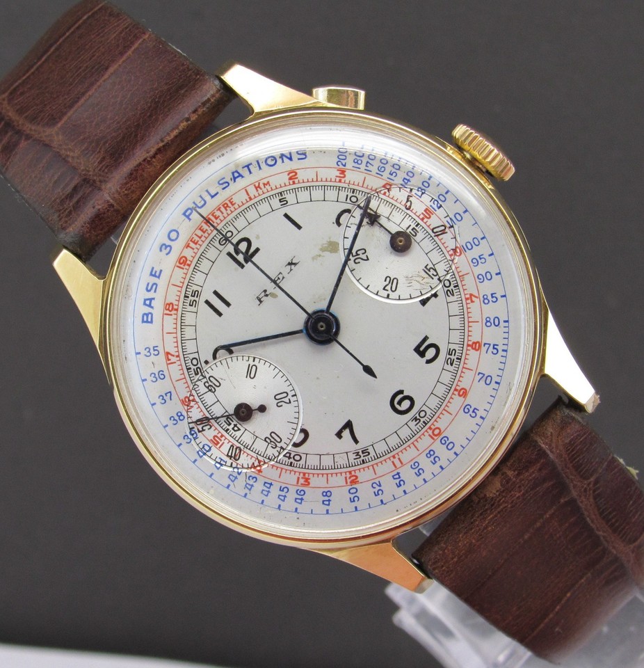 Vintage Rex Chronograph Monopusher Oversize Landeron 2, made in 30's | eBay