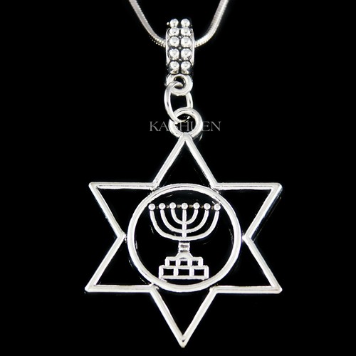 Étoile de David Candélabre Menorah Juif Collier BAR Mitzvah Hébreu ...