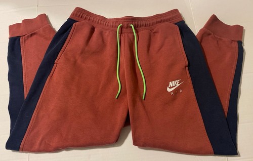 Men's Red Blue Nike Air Color Block Fleece Sweatpants Joggers XL DD6348 ...