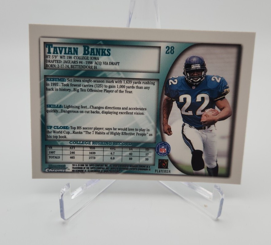 Tavian Banks - Topps - Bowman Chrome - 1998 - Jacksonville Jaguars ...