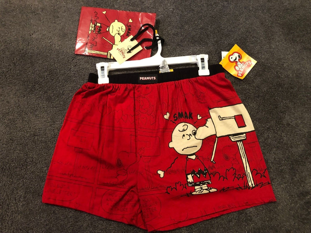 Men's Peanuts Snoopy SMAK Charlie Brown Boxer Shorts S Valentines Gift ...