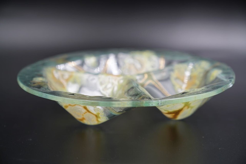 1960's Higgins Fused Art Glass Mid Century Modern Space Age 3-Part Tri ...