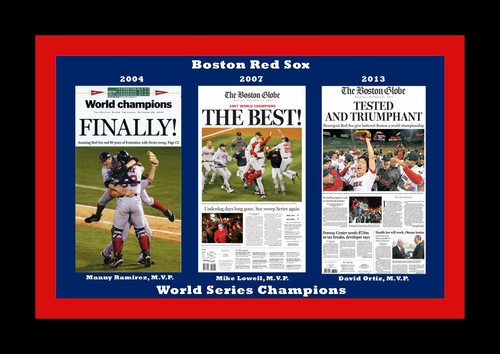 BOSTON RED SOX 2004/07/13 WORLD SERIES CHAMPS MATTED PIC OF NEWSPAPER ...