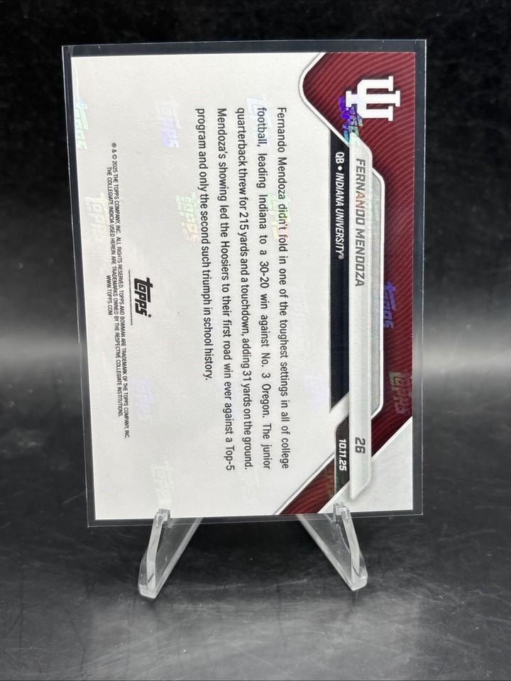 Fernando Mendoza - 2025 Topps Bowman U NOW Football #26 Indiana ...