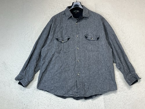 RUSTY Shirt Men's Button Up Long Sleeve Gray Chest Pockets 100% Cotton ...