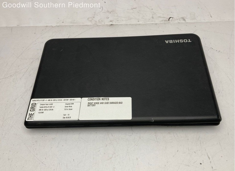 Toshiba Satellite C55Dt-A5305 AMD A6-5200 2.00GHz 4GB RAM No HDD ...