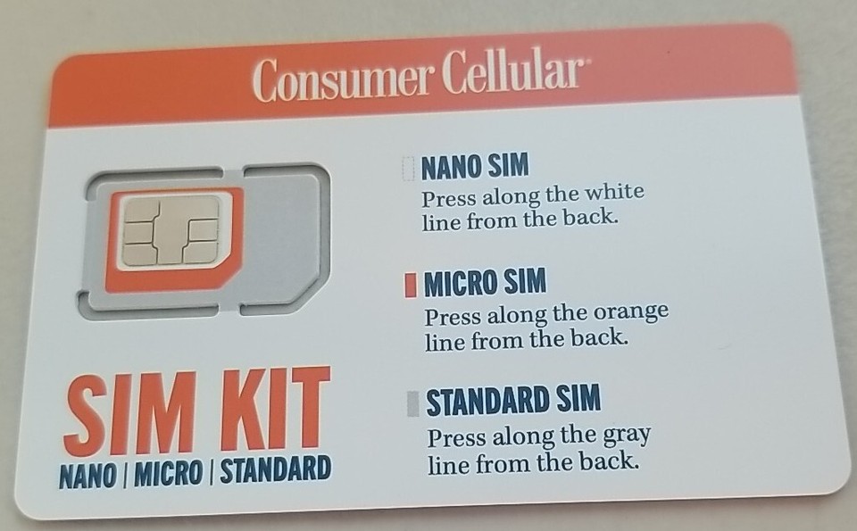 Consumer Cellular All-In-One SIM Card Kit Nano/Micro/Standard | eBay