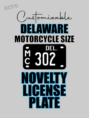 Delaware MOTORCYCLE SIZE NOVELTY LICENSE PLATES - CUSTOMIZABLE | eBay