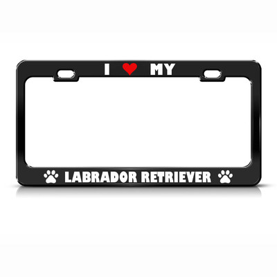 LABRADOR RETRIEVER PAW LOVE HEART PET DOG METAL LICENSE PLATE FRAME TAG ...
