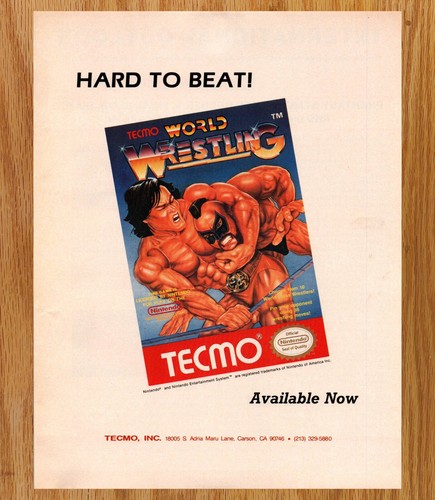 Tecmo World Wrestling Star Man NES - Video Game Print Ads Poster Promo ...