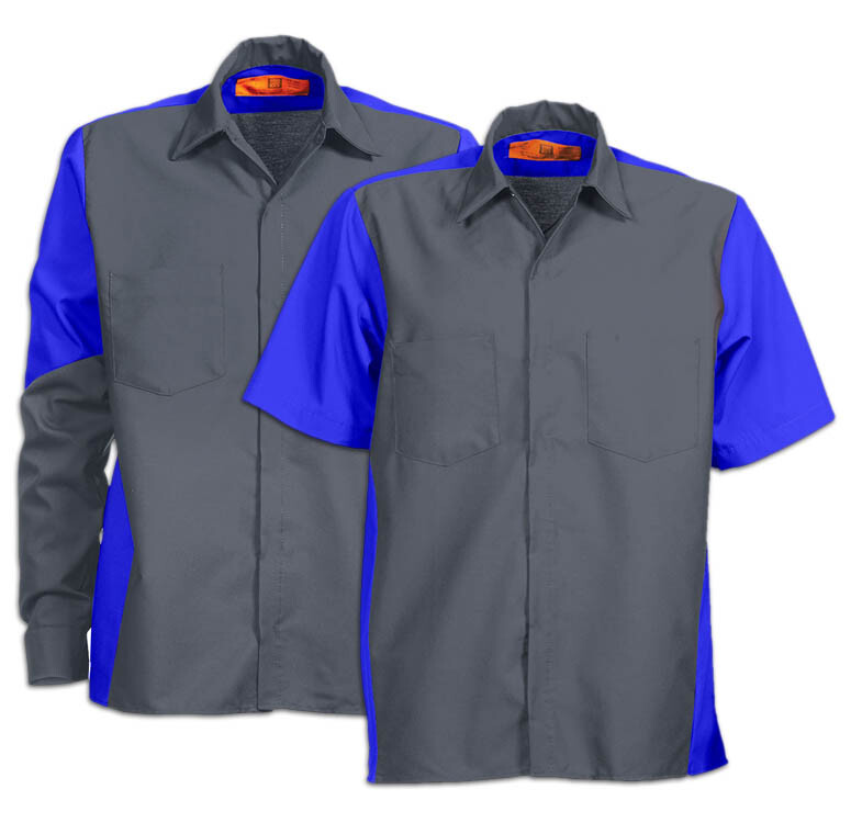 Mechanic Work Shirts Two Tone Motorsport 2 Pocket Industrial Uniform ...
