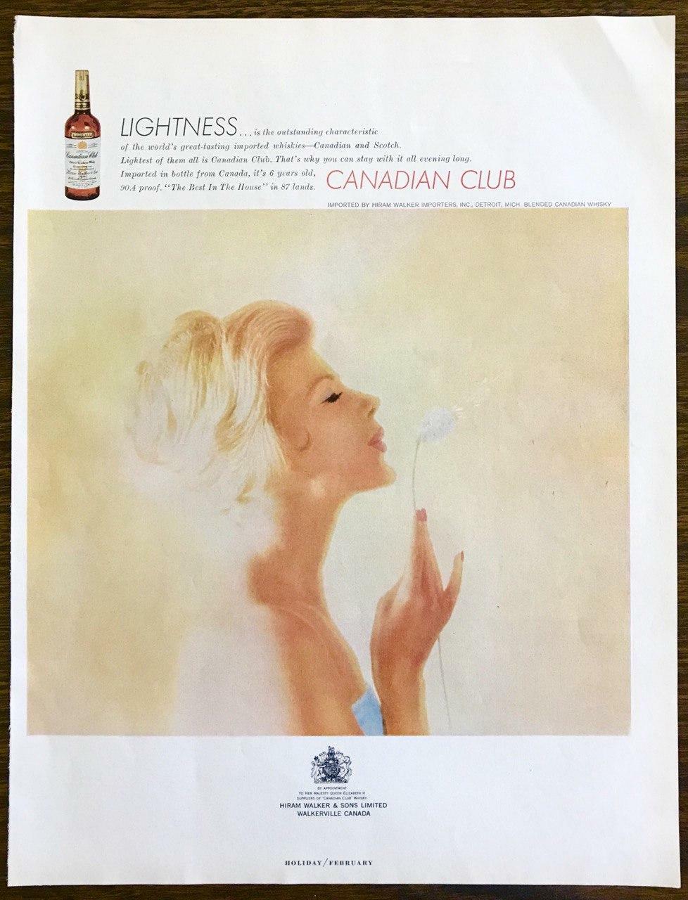 1961 Canadian Club Whisky PRINT AD Lightness is the Outstanding ...