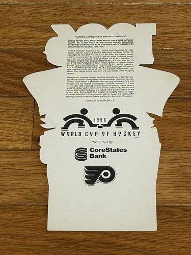 1996 World Cup Hockey Ticket Flyers “Inaugural Event” CoreStates Center ...