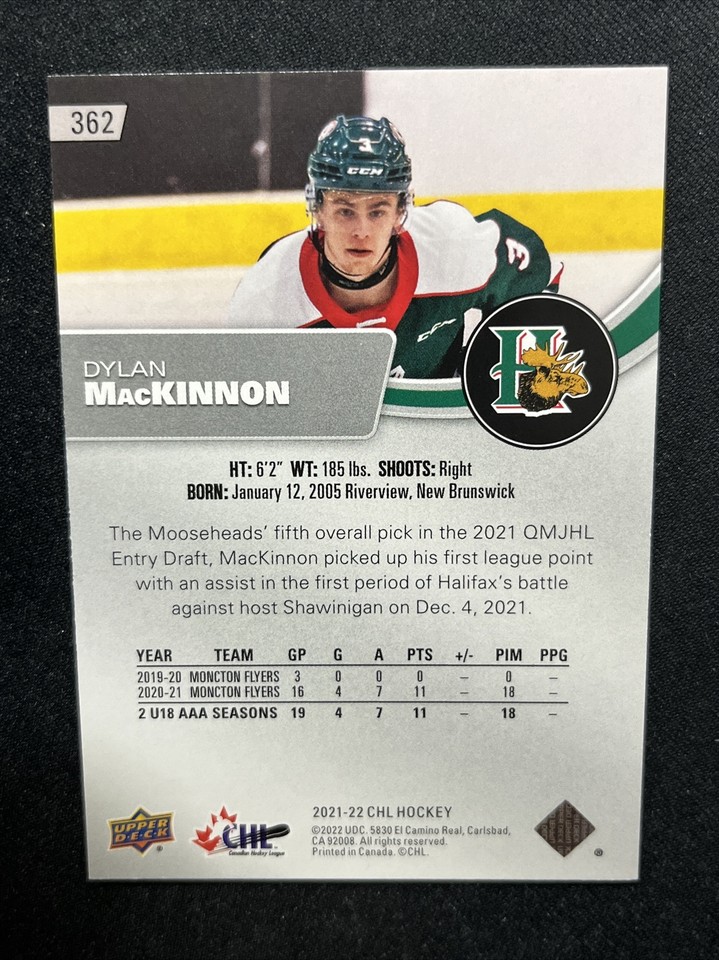 21-22 UD CHL Hockey Stars 362 Dylan MacKinnon | eBay