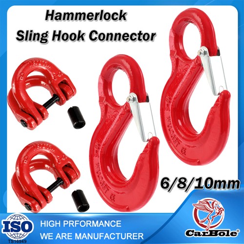 2Pcs 6,8,10mm Hammerlock + Eye Sling Hook Safety Chain Caravan Trailer ...