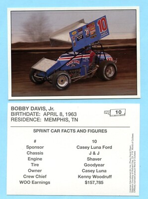 1990 World of Outlaws - Bobby Davis, JR Post Card - 10 | eBay