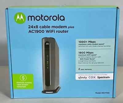 Motorola MG7700 Ultra Fast Cable Modem Router AC1900 W/ WIFI dual band ...