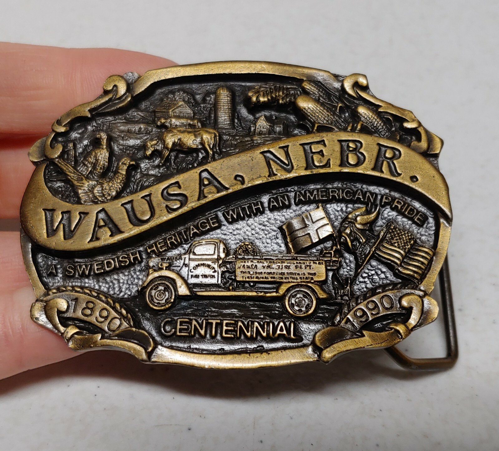 VINTAGE 1890-1990 Centennial Wausa, NEBR. BELT BUCKLE… - Gem