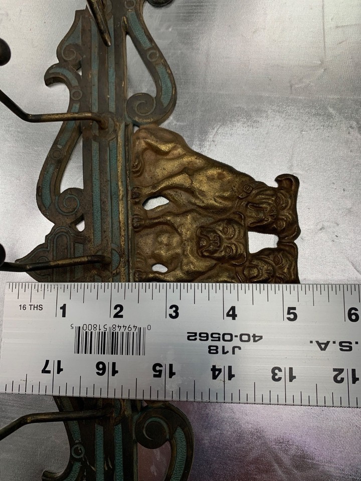 HL Judd Vintage Cast Iron Bulldogs Wall Hook Rack Ornate Design ...