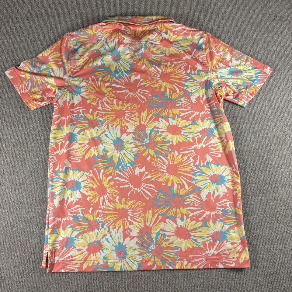 Chubbies Polo Shirt Youth Large 14/16 Coral Floral Print Stretch Fun ...
