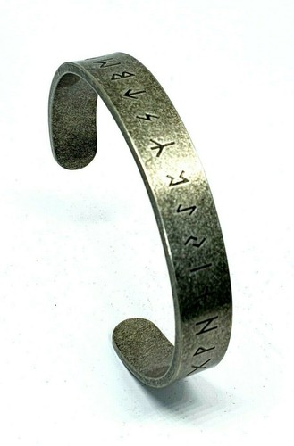 Rune Bracelet Cuff Oath Ring Aged Metal Bracelet Elder Futhark Runes ...