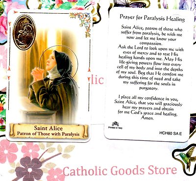 St. Saint Alice with Prayer for Paralysis Healing - Plastic stock Holy ...