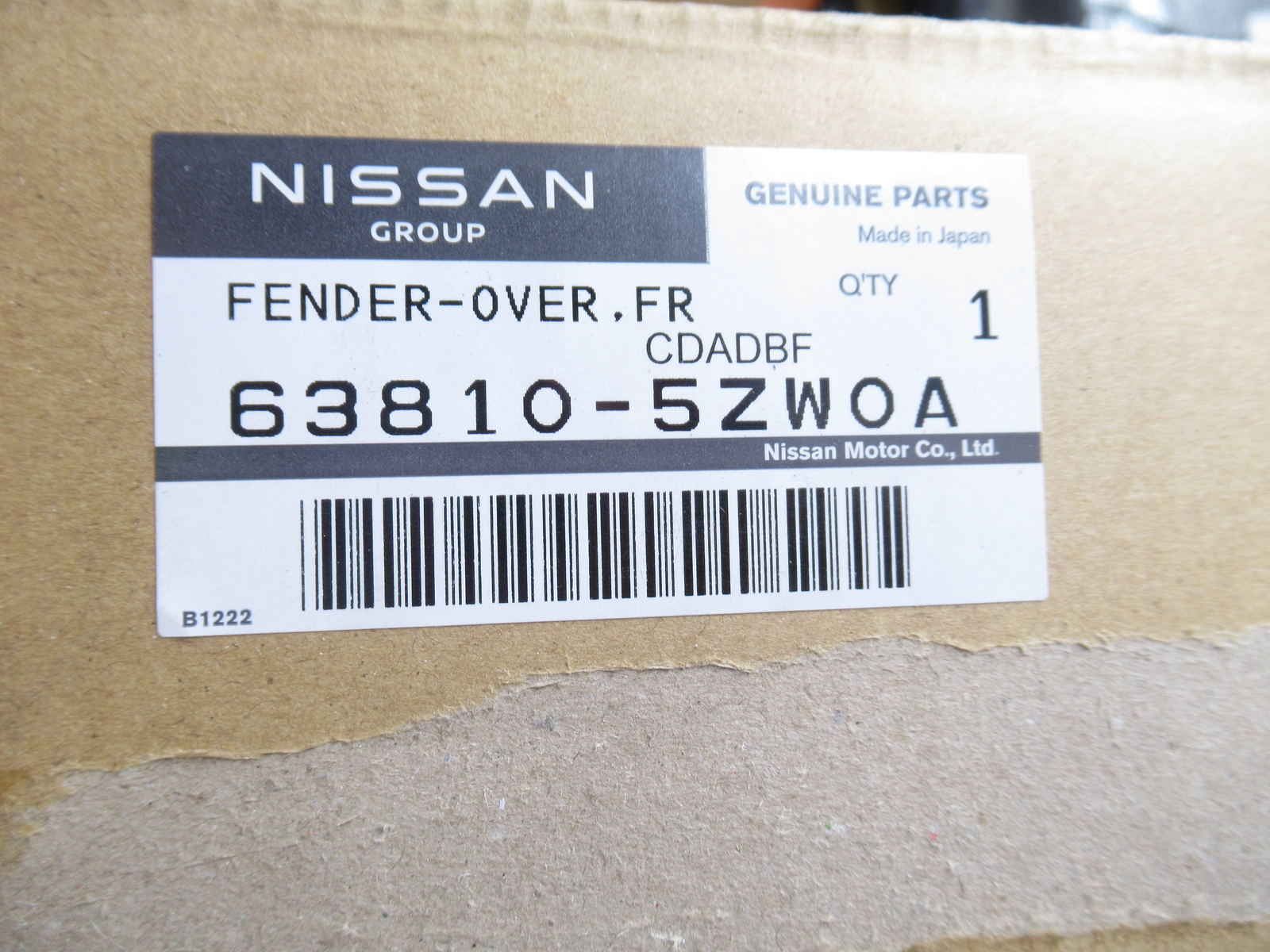 Genuine OEM Nissan 63810-5ZW0A Passenger RH Front Fender Flare 2017 ...