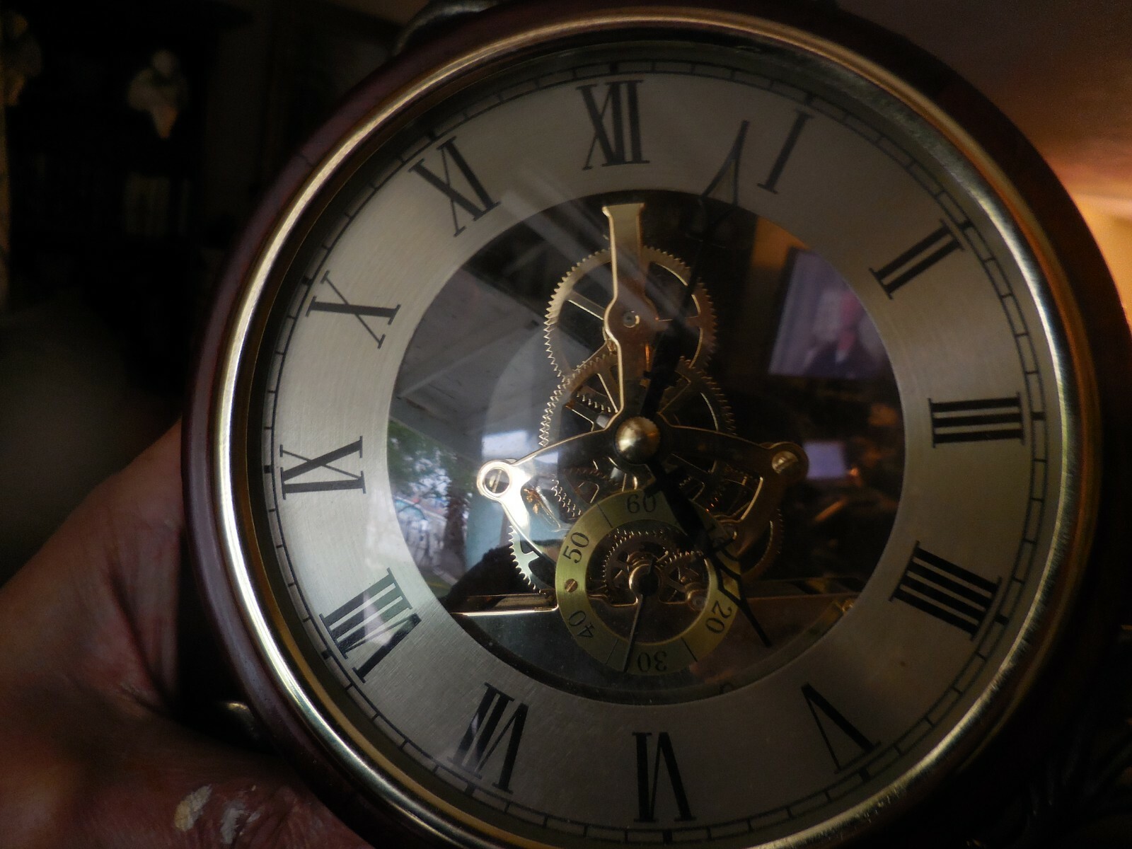 Decorative Mental Quartz Skeleton Clock Movement Mantel Wooden Clock ...