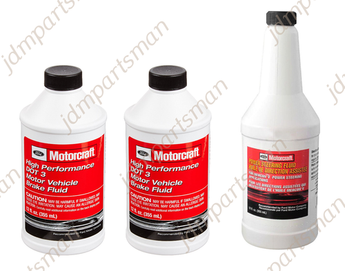 Motorcraft Power Steering Fluid & (2x) DOT 3 Brake Fluid 12 fl. oz fits ...